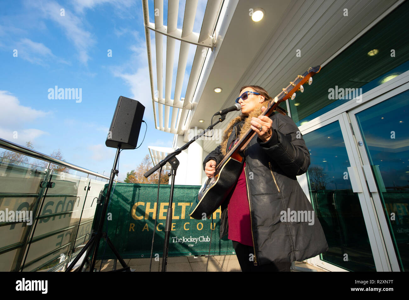 Taylor and The Mason perform at the Centaur entrance at Cheltenham ...