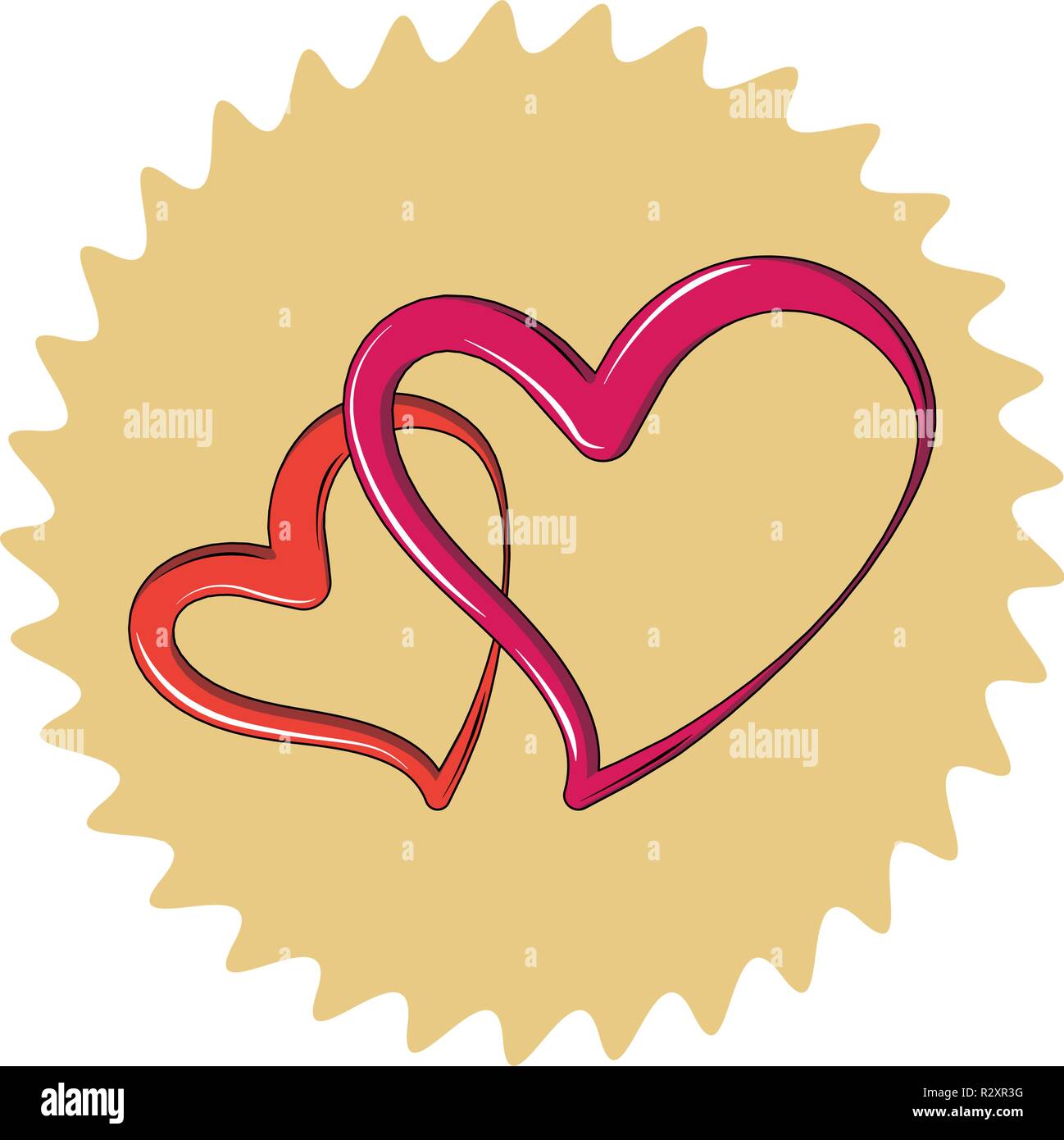 Two hearts cartoon Stock Vector Image & Art - Alamy