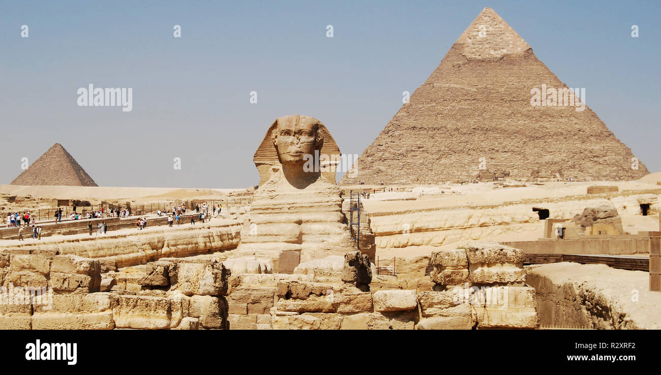 The Sphinx and the pyramids Stock Photo - Alamy