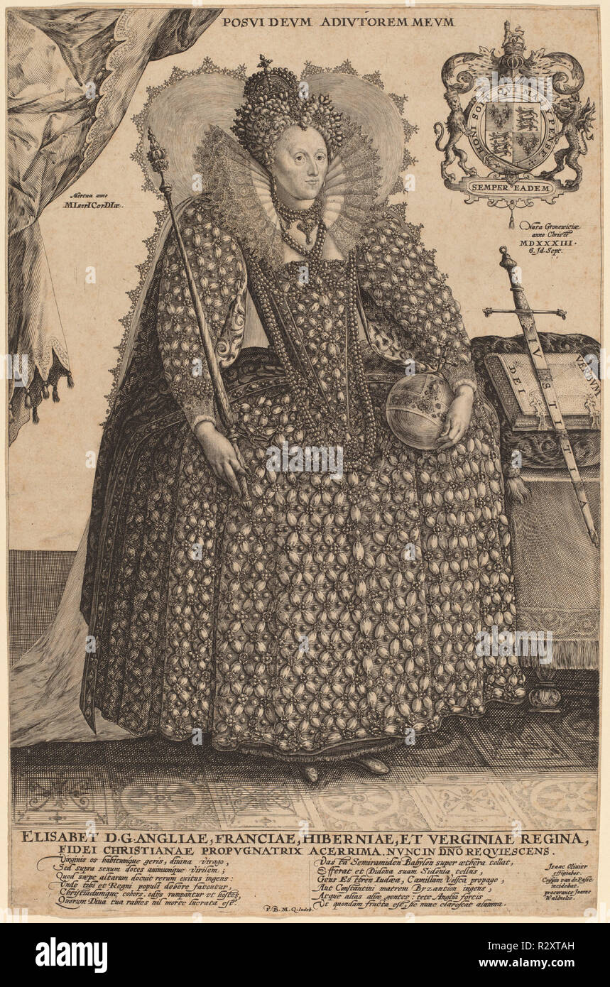 Elizabeth, Queen of England. Dimensions: sheet (trimmed to plate mark ...