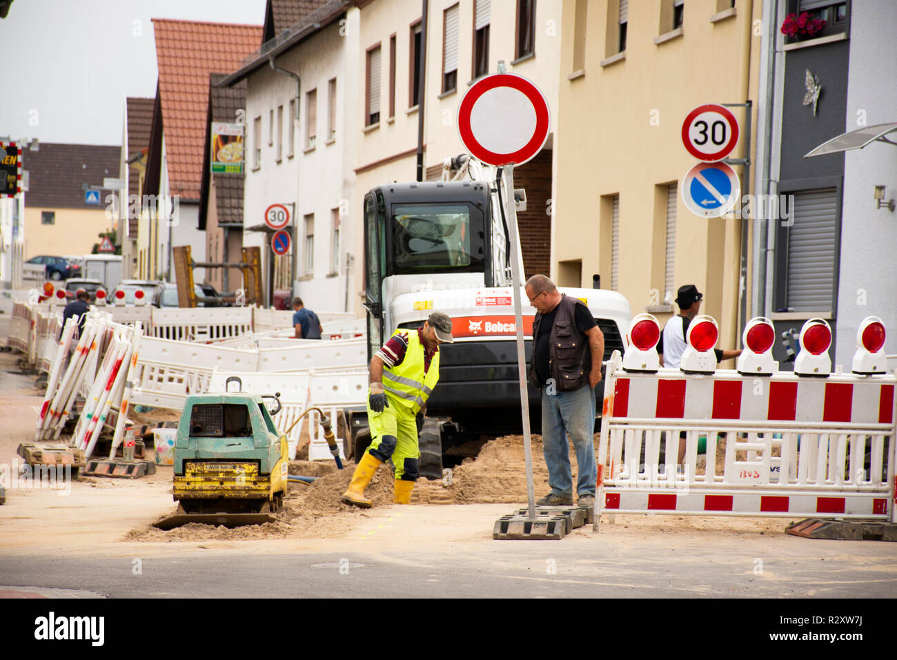 German people workers use heavy machinery motor working made and build ...