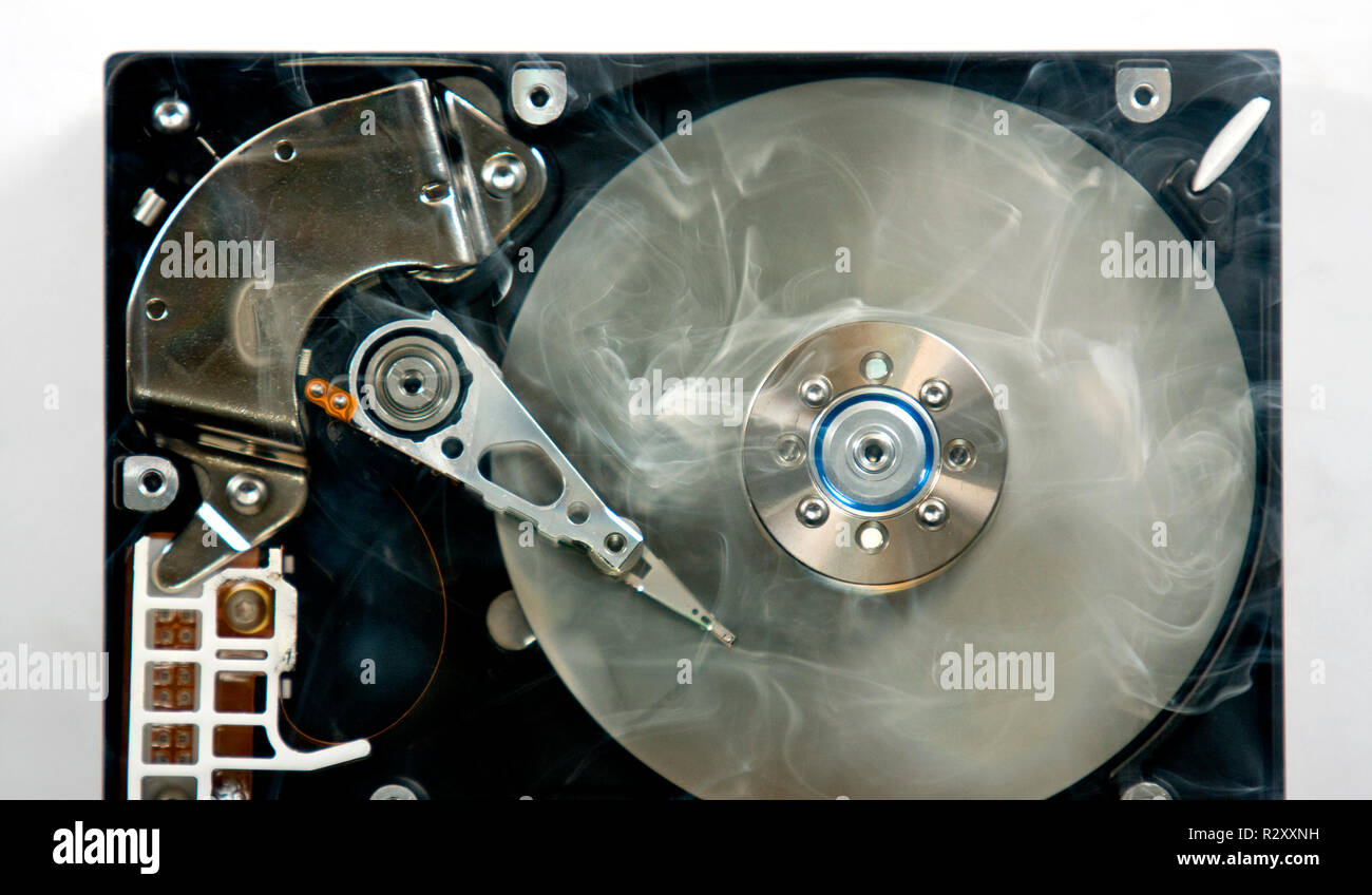hard disk drive with smoke Stock Photo - Alamy