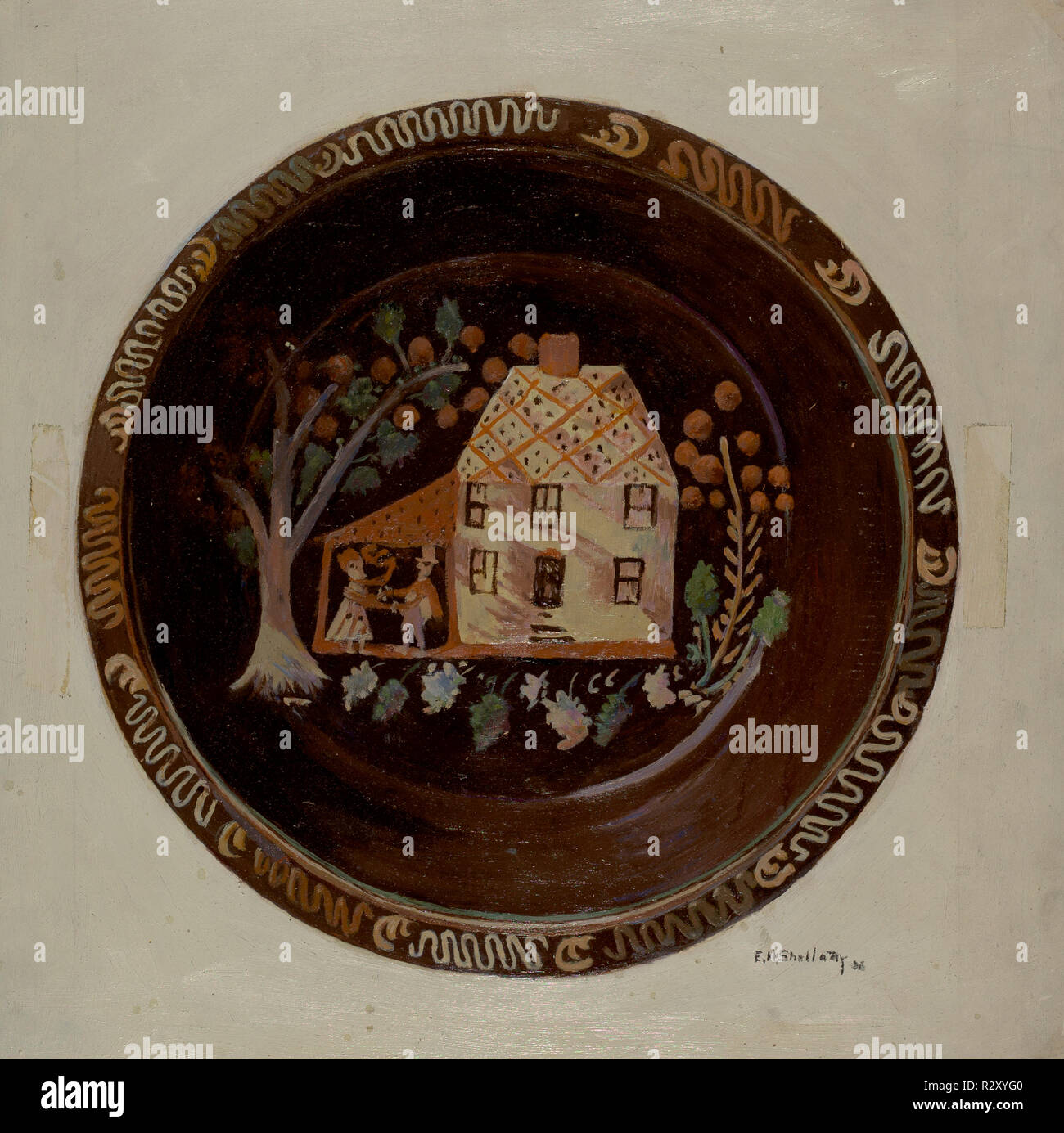 Pa. German Deep Dish. Dated: 1938. Dimensions: Original IAD Object: 13 ...