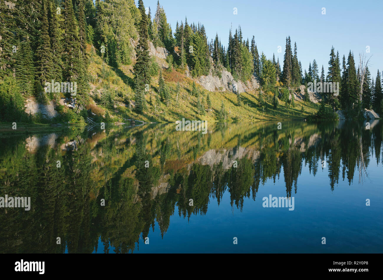 Sheep Lake and alpine forest in autumn, Mount Baker Snoqualmie National ...