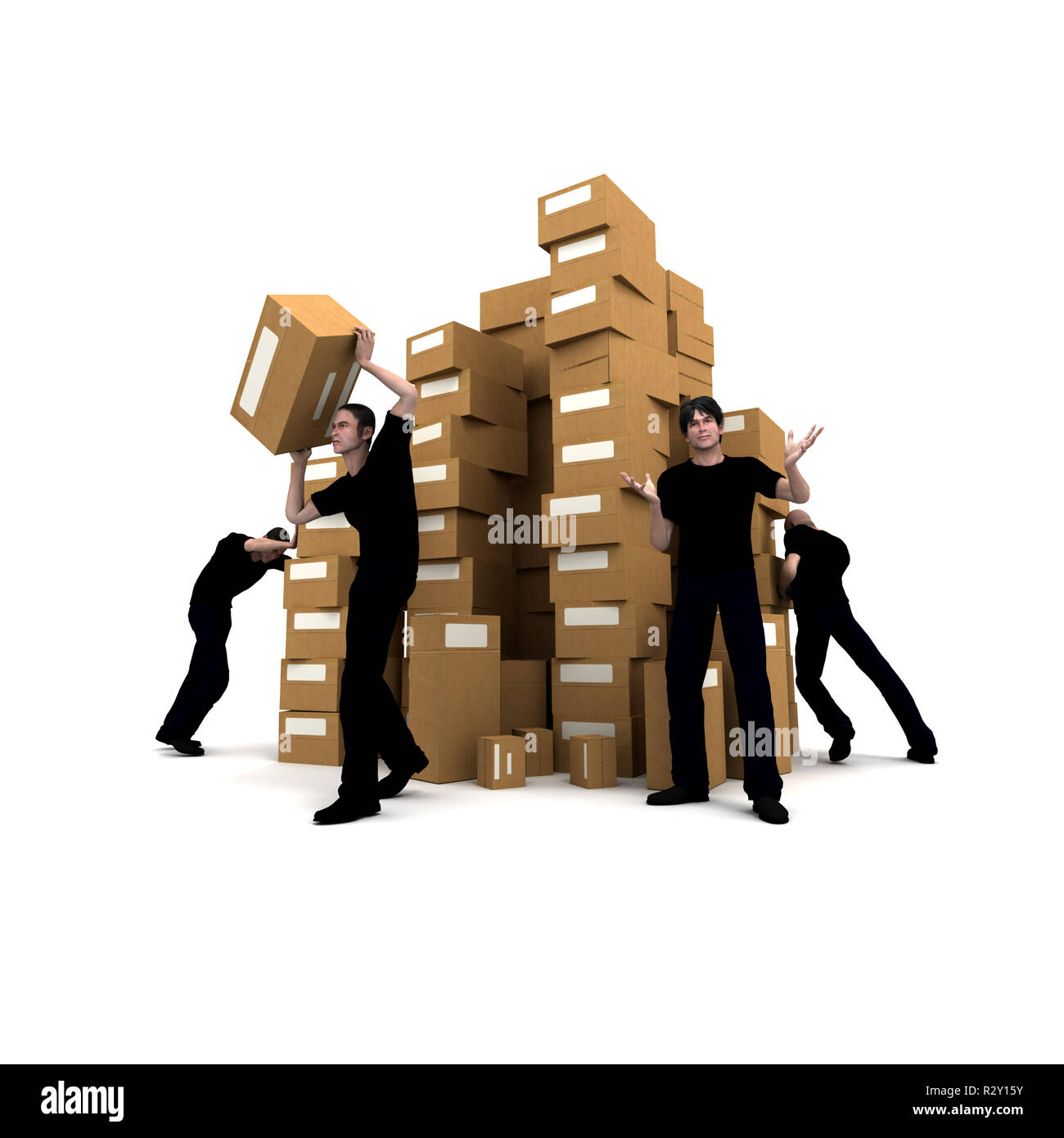Delivery man work 3d warehouse Cut Out Stock Images & Pictures - Alamy