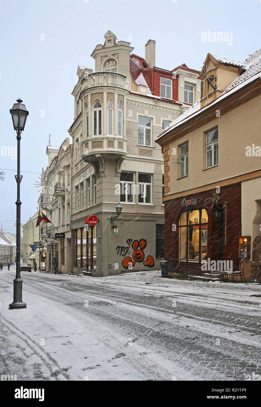 Pilies street in Vilnius. Lithuania Stock Photo - Alamy
