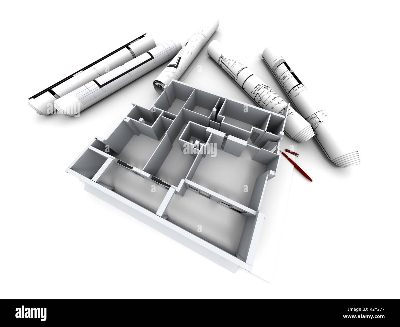 Rolled up plans Cut Out Stock Images & Pictures - Alamy