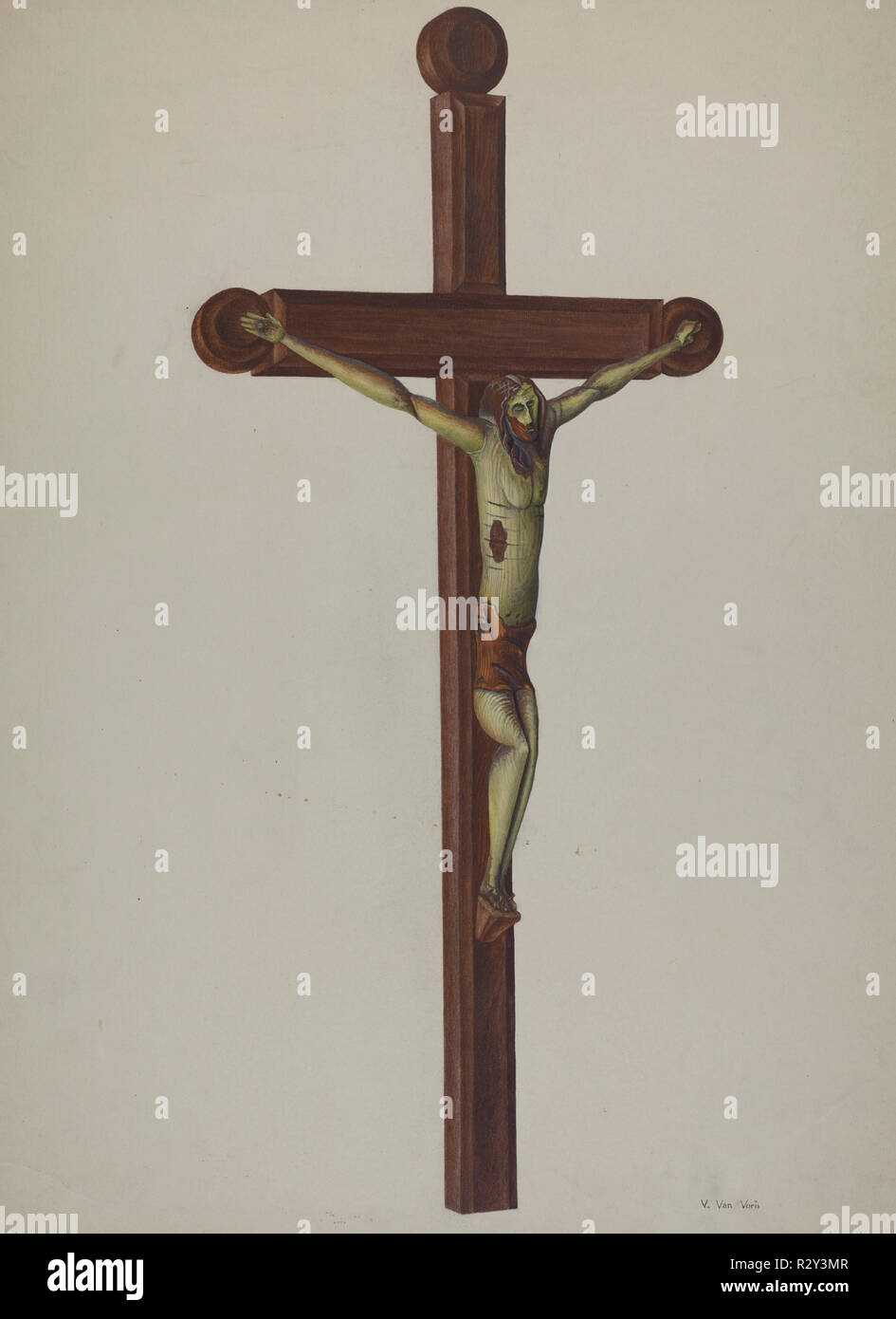 Carved Wooden Crucifix. Dated: c. 1939. Dimensions: overall: 60.7 x 45. ...