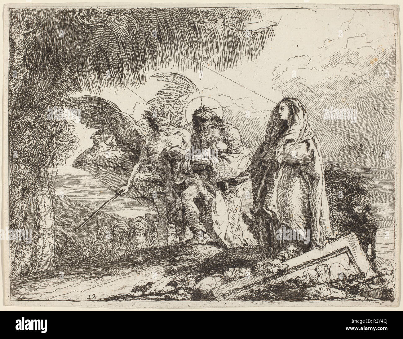 The Flight, Holy Family Walking with Angel. Dated: published 1753 ...
