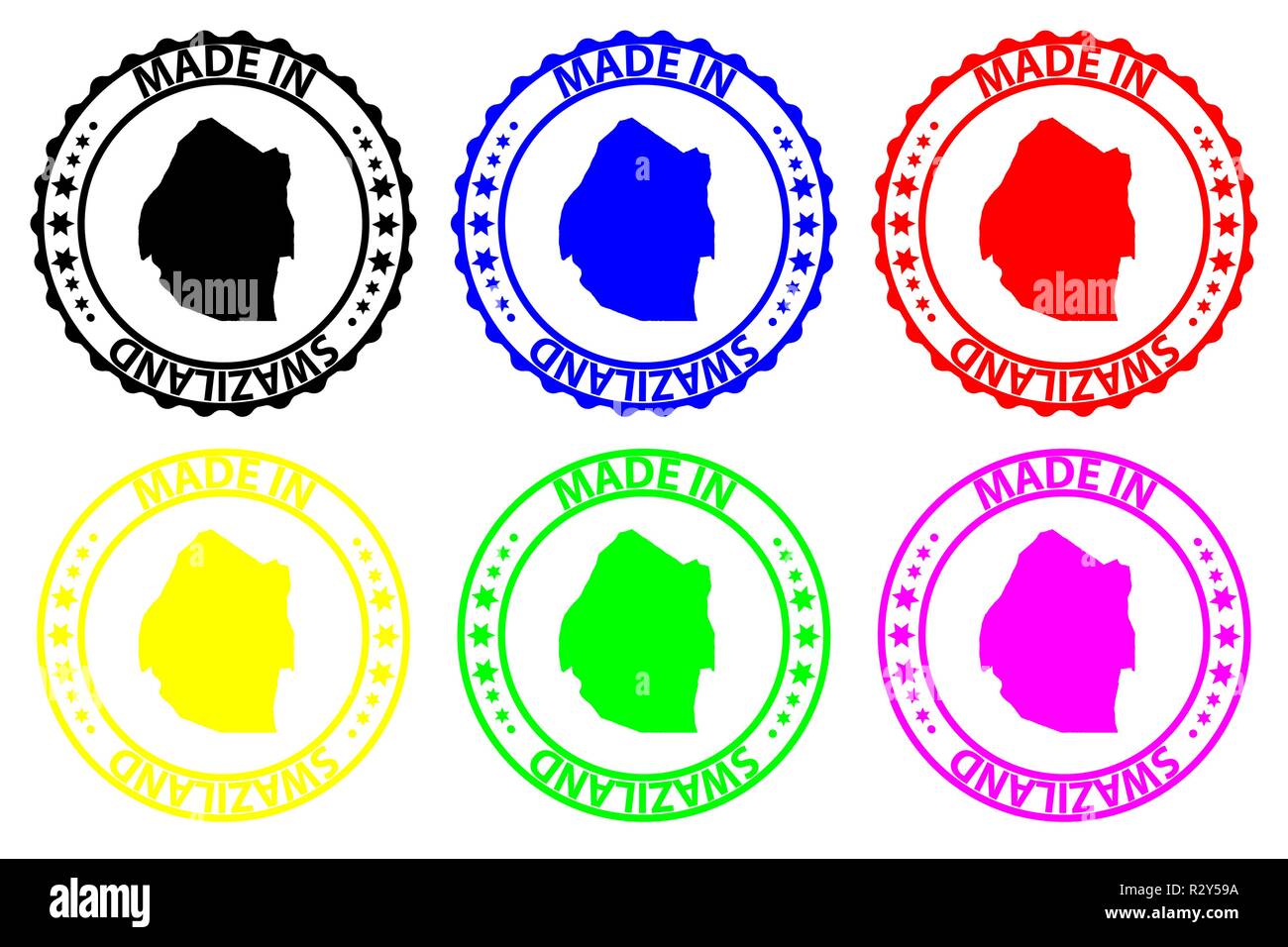 Made in Swaziland - rubber stamp - vector, Kingdom of eSwatini map ...