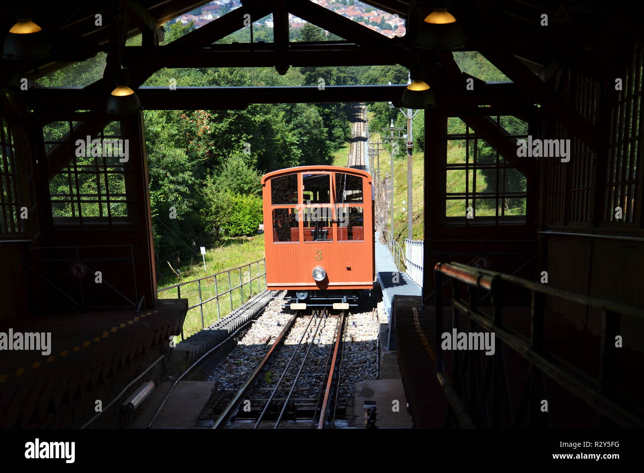 Heidelberg mountain railway funicular at upper station, Baden ...