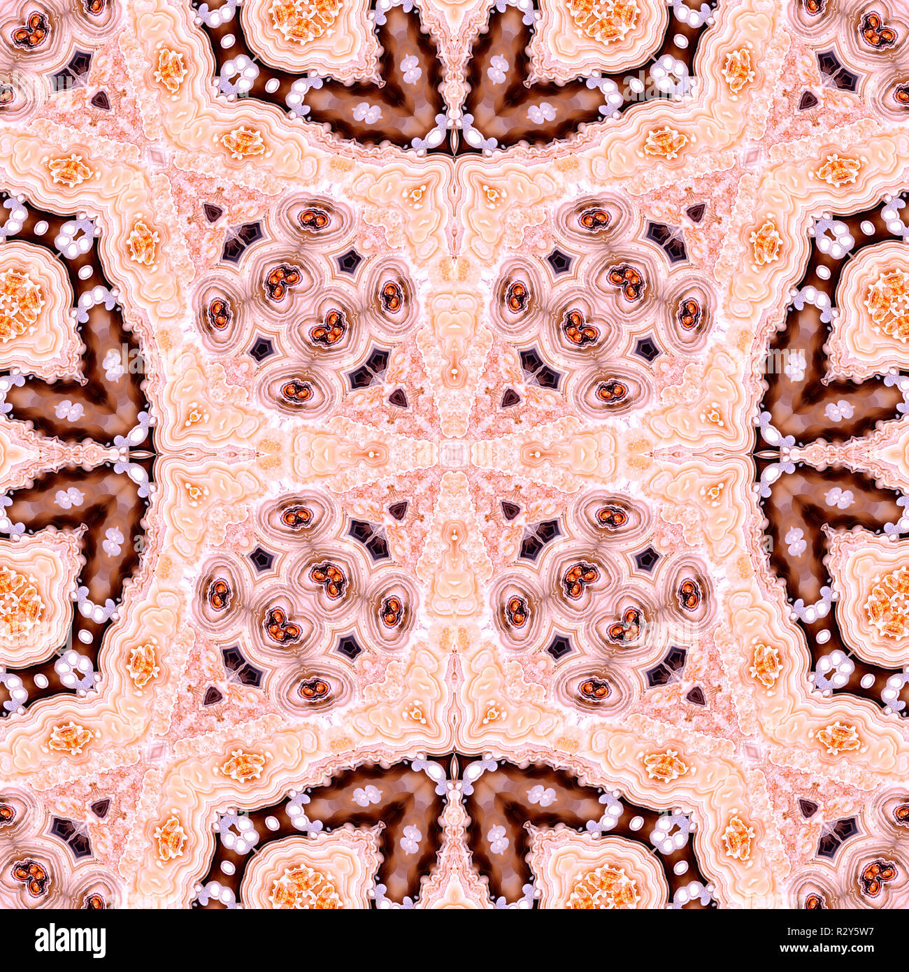 Repeated reflected seeamless pattern from an photo of a polished slice ...