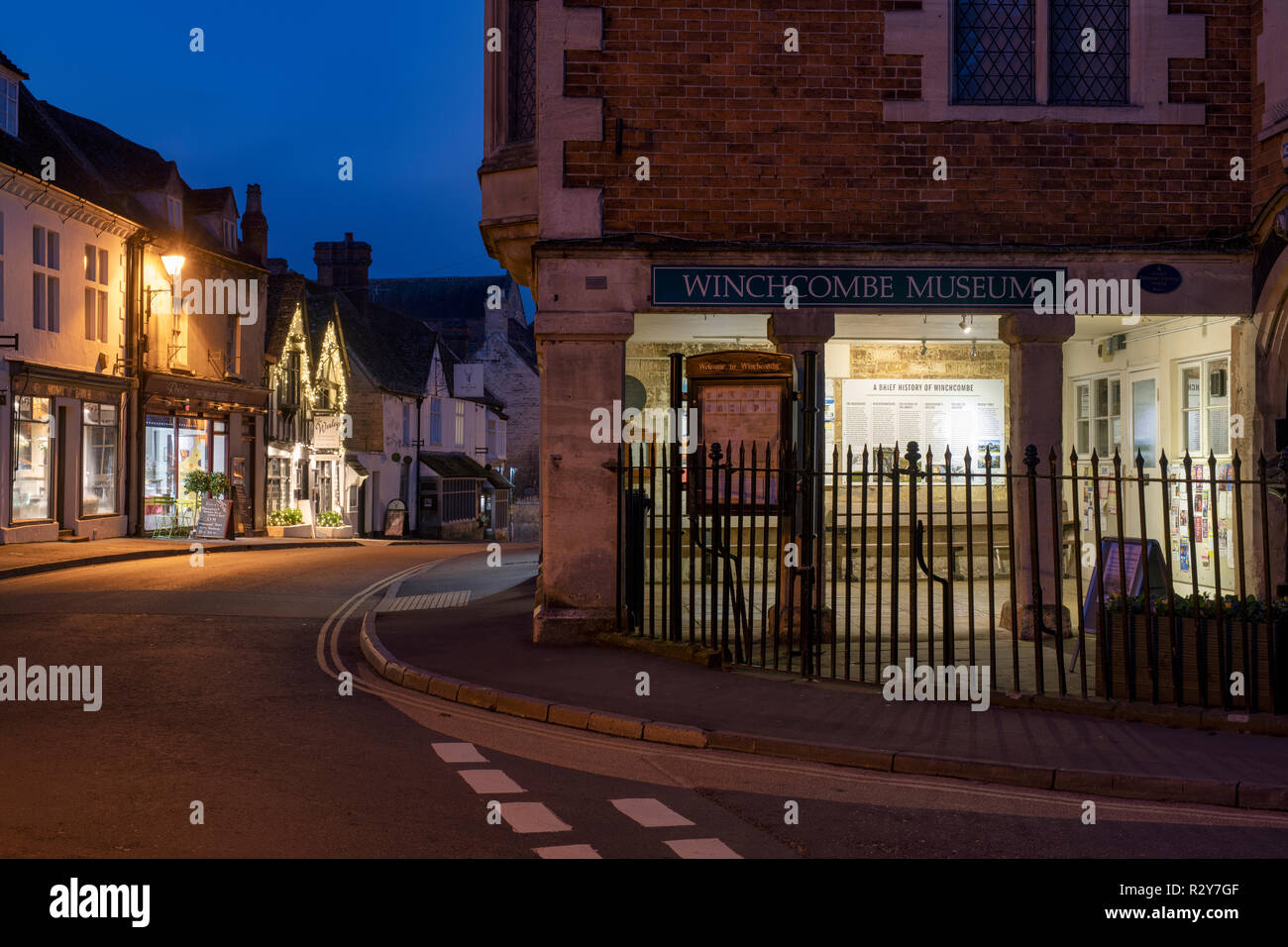 Winchcombe museum and street at night. Winchcombe, Cotswolds ...