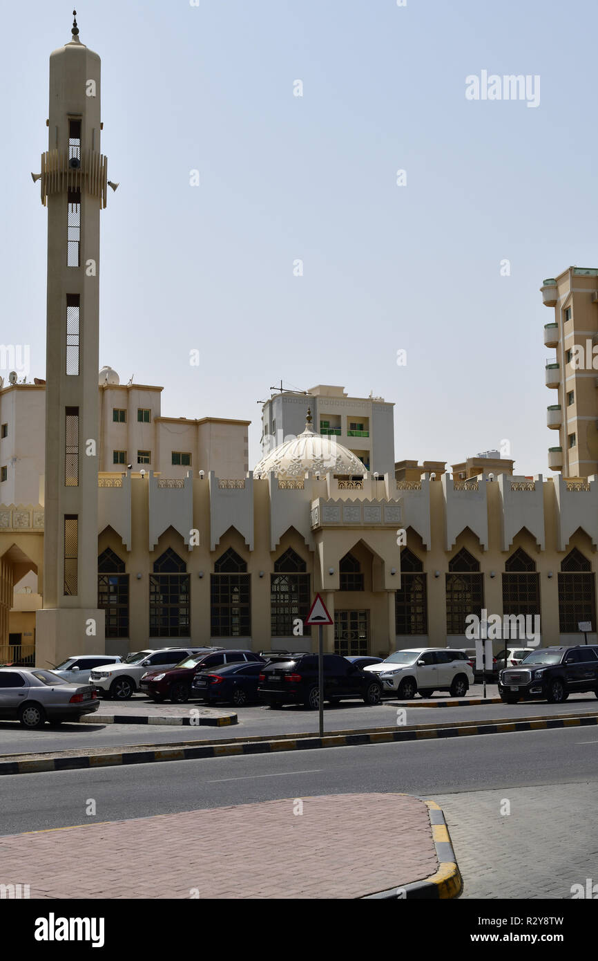 Ajman, UAE - April 6. 2018. car parking in front of the mosque Stock ...