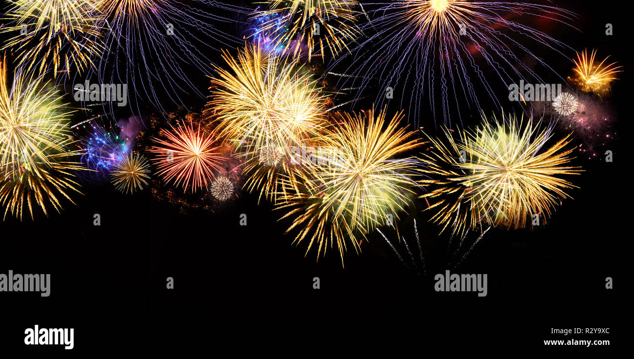 Fireworks explosions on black Stock Photo - Alamy
