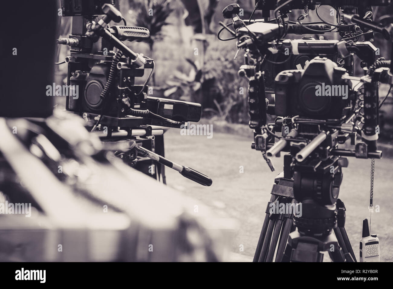 Professional camera equipment background Stock Photo - Alamy