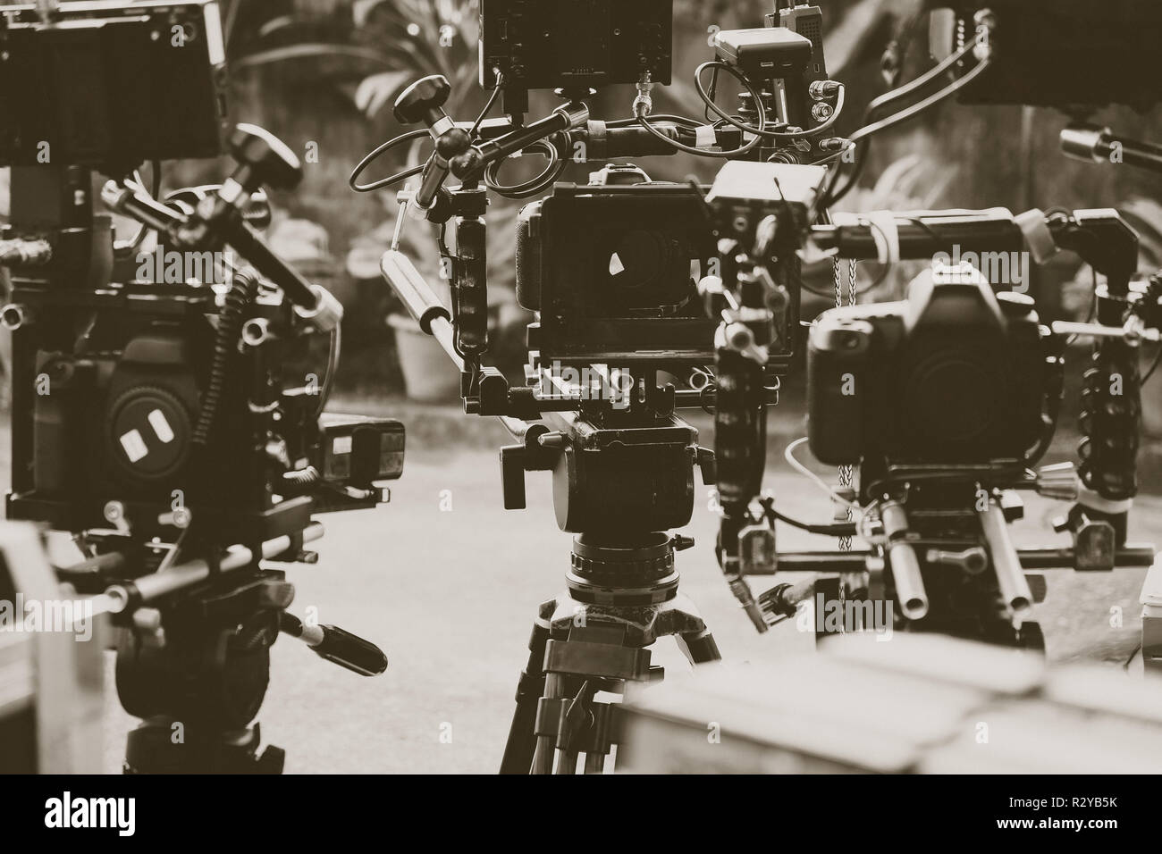 Professional camera equipment background Stock Photo - Alamy