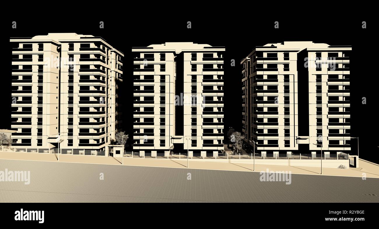 3d render of buildings exterior Stock Photo - Alamy