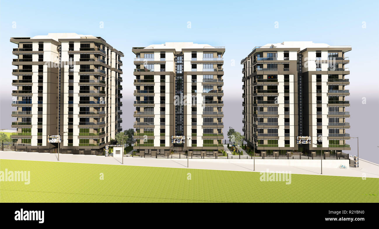 3d render of buildings exterior Stock Photo - Alamy