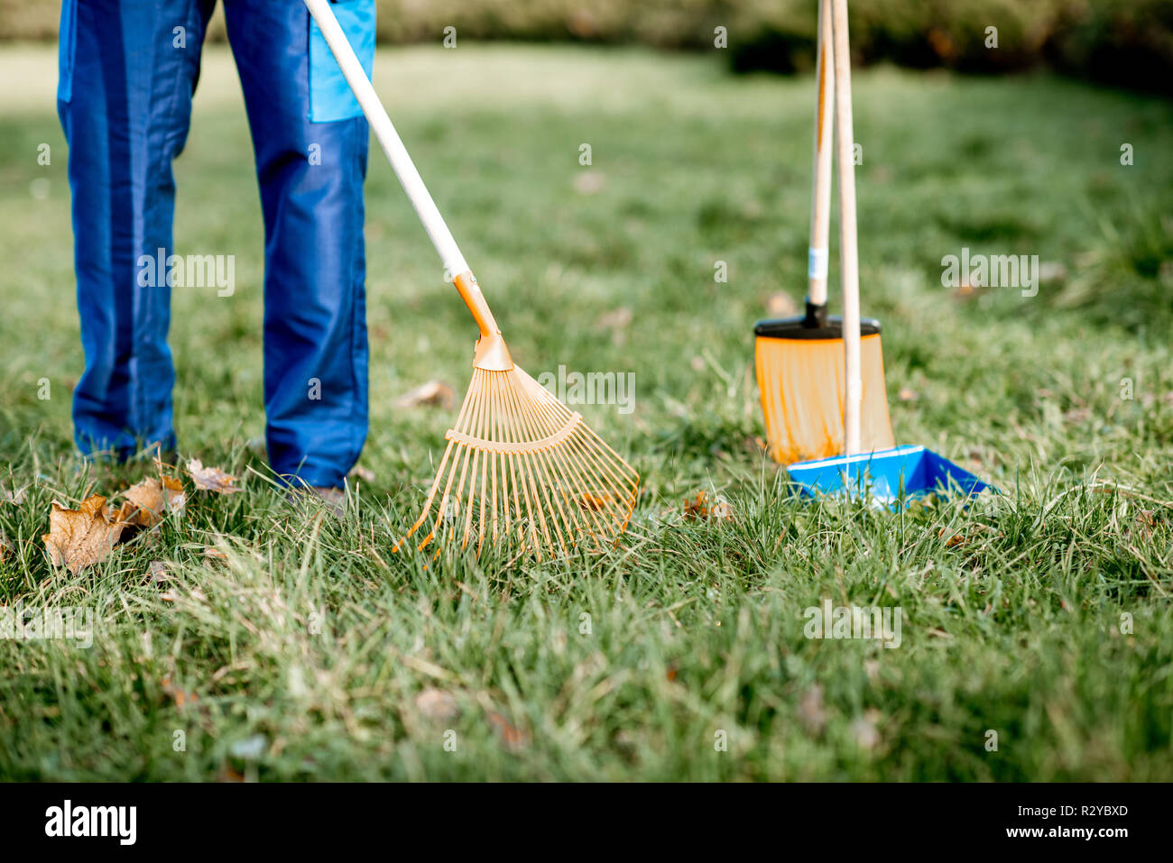 Sweeping autumn leaves hi-res stock photography and images - Alamy