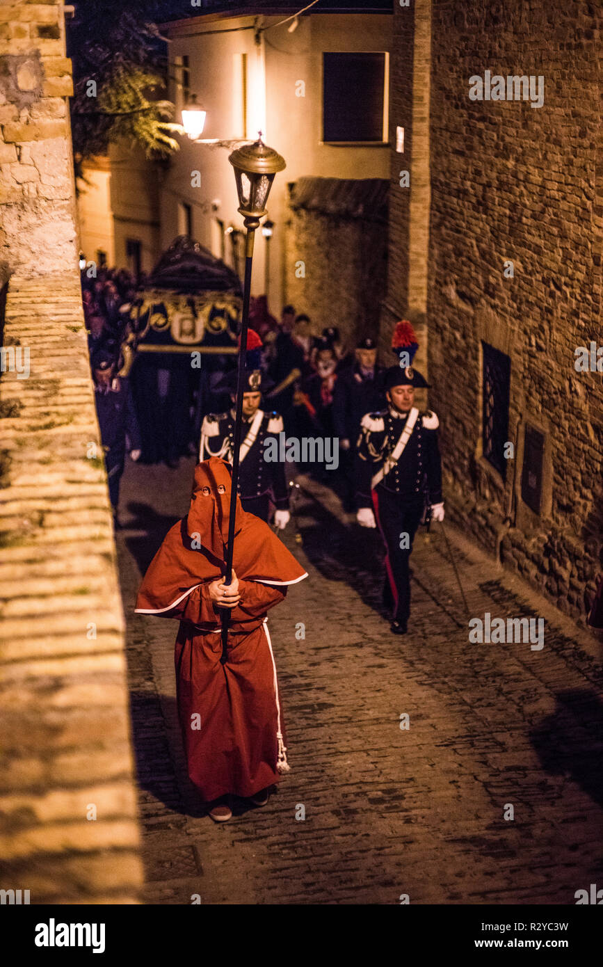 Easter processions in the street of the village Penne, Italy, Europe ...