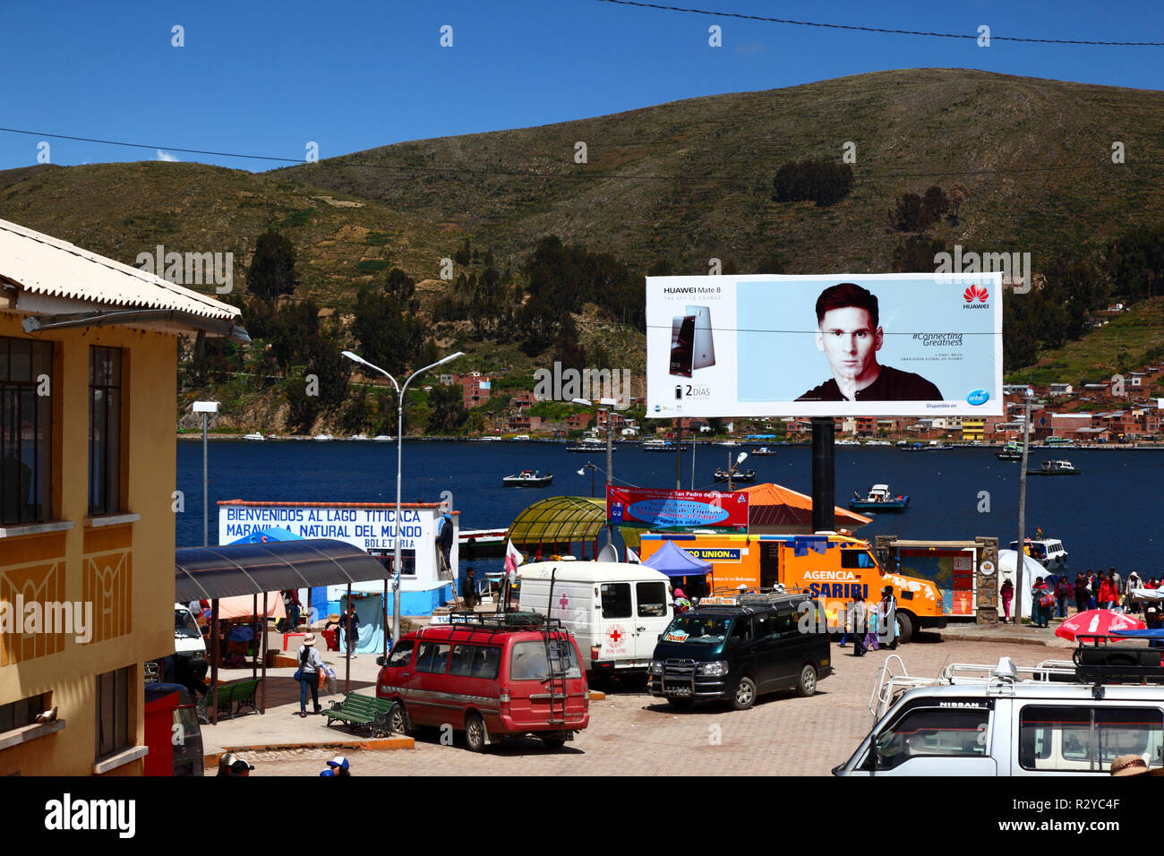 Lionel Messi on billboard advertising Huawei Mate 8 smartphone next to ...