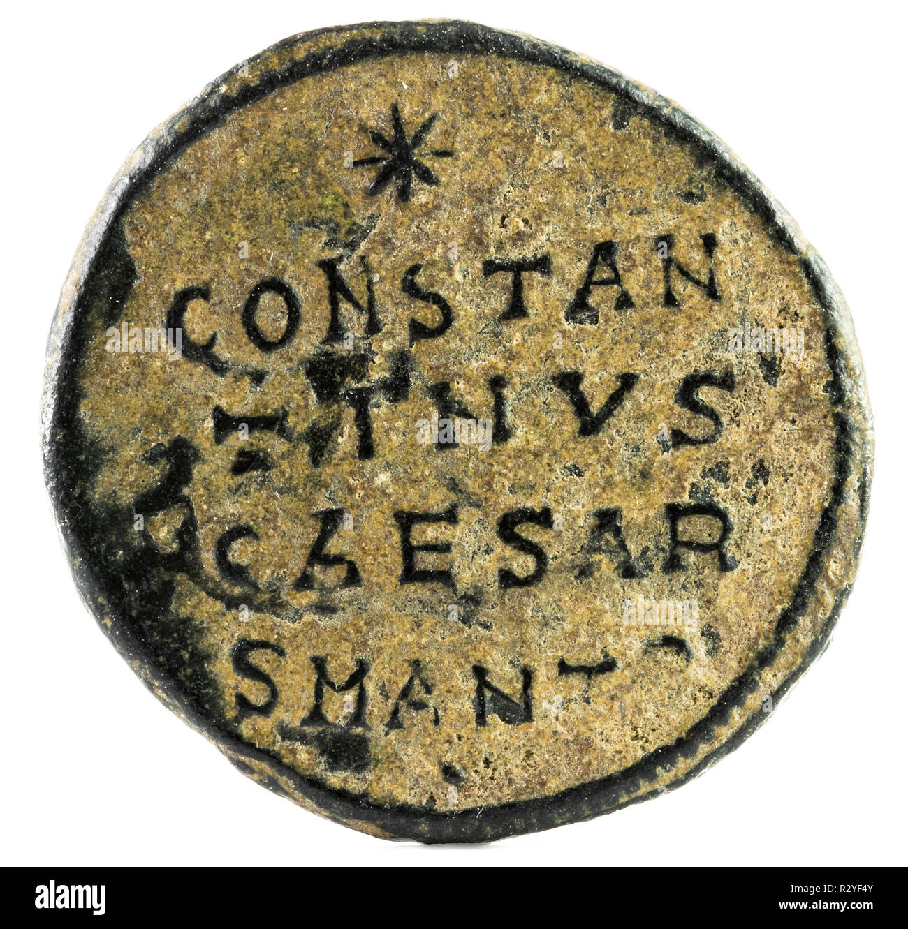Ancient Roman copper coin of Emperor Constantine II. Reverse Stock ...