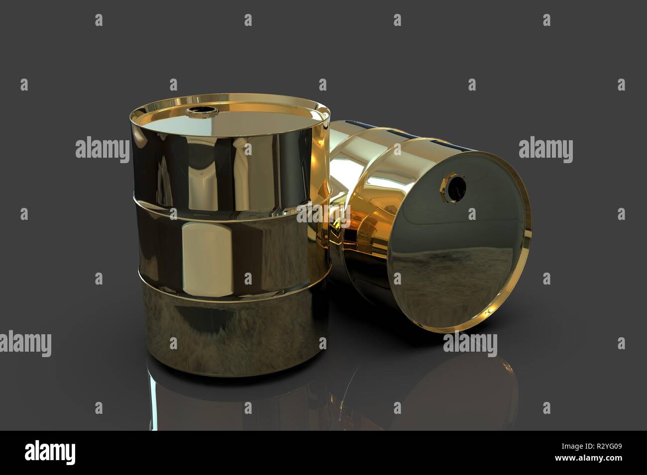 Two golden metal oil barrels hi-res stock photography and images - Alamy