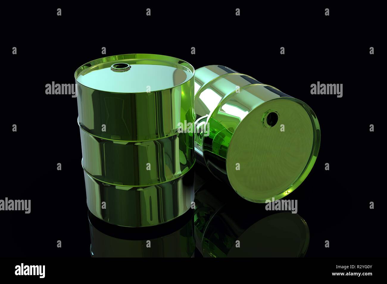 Two Metal Industrial Oil Barrels 3D rendering isolated on white ...