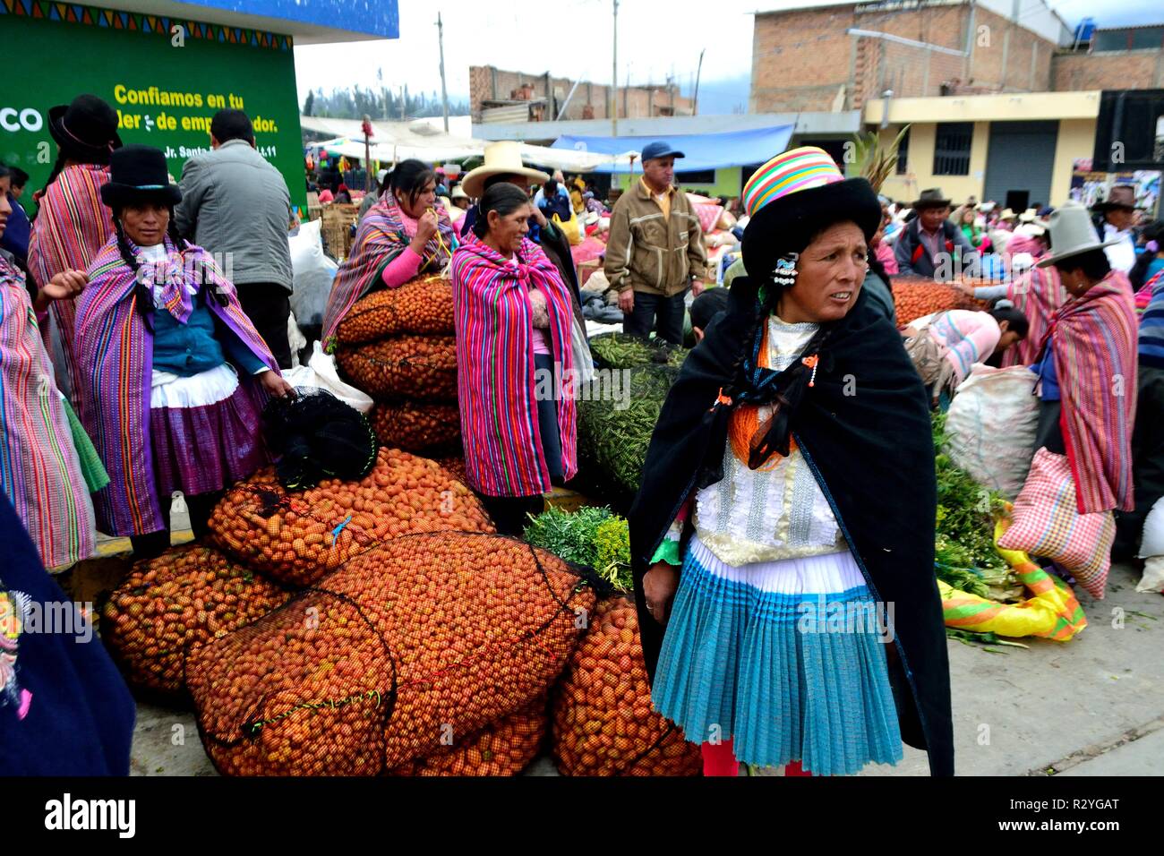 Oca potato - Market in YUNGAY. Department of Ancash.PERU Stock Photo ...