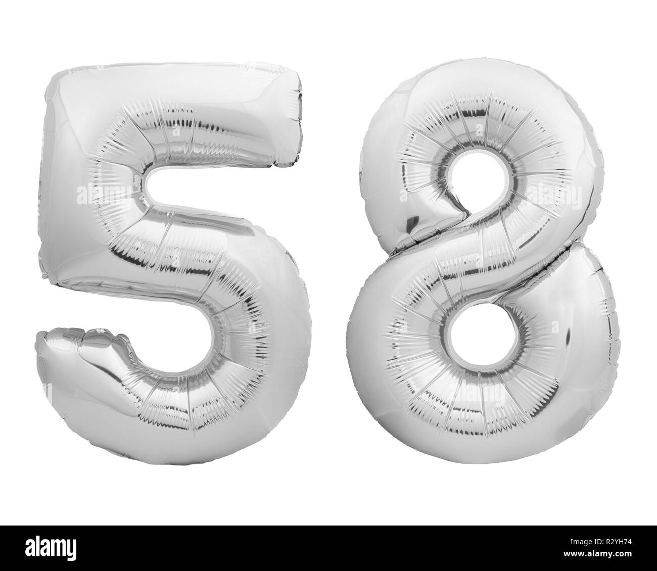 Silver number 58 fifty eight made of inflatable balloon Stock Photo - Alamy