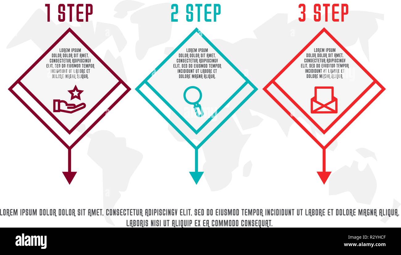 Flat line vector illustration. Infographic template with three elements ...