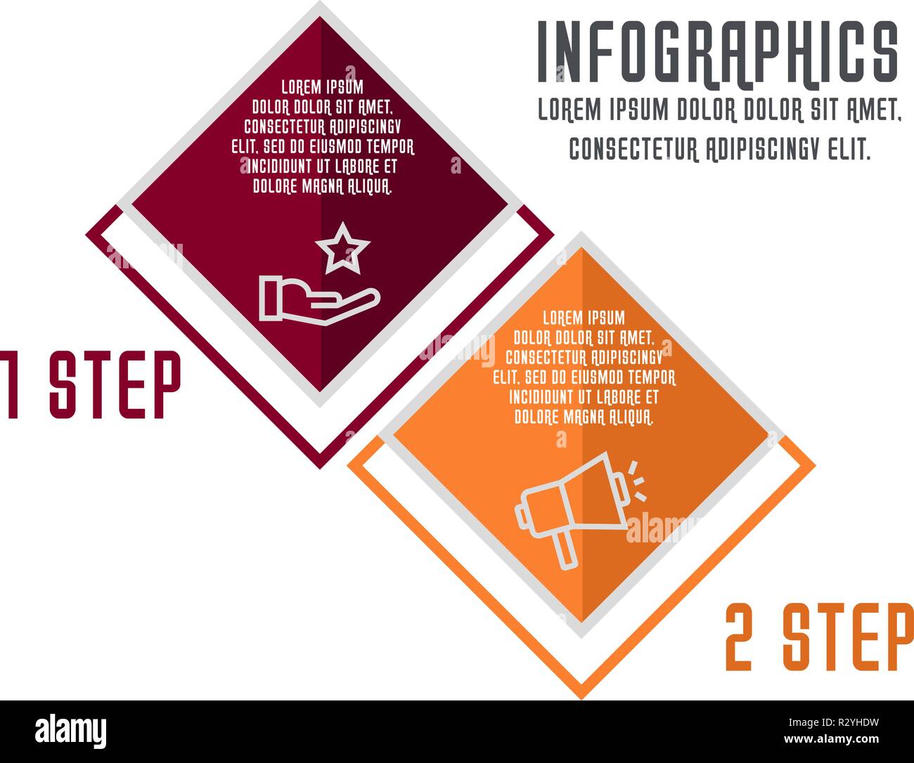 Flat vector illustration. Infographic template with two elements ...