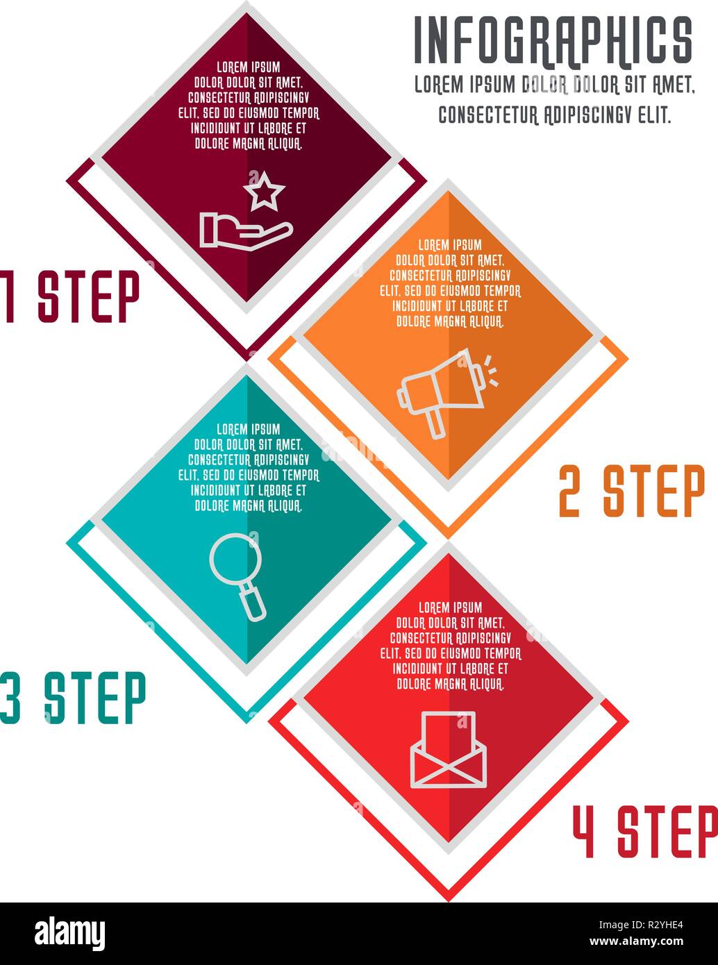 Flat vector illustration. Infographic template with four elements ...