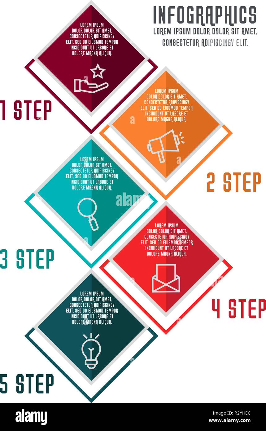Flat vector illustration. Infographic template with five elements ...
