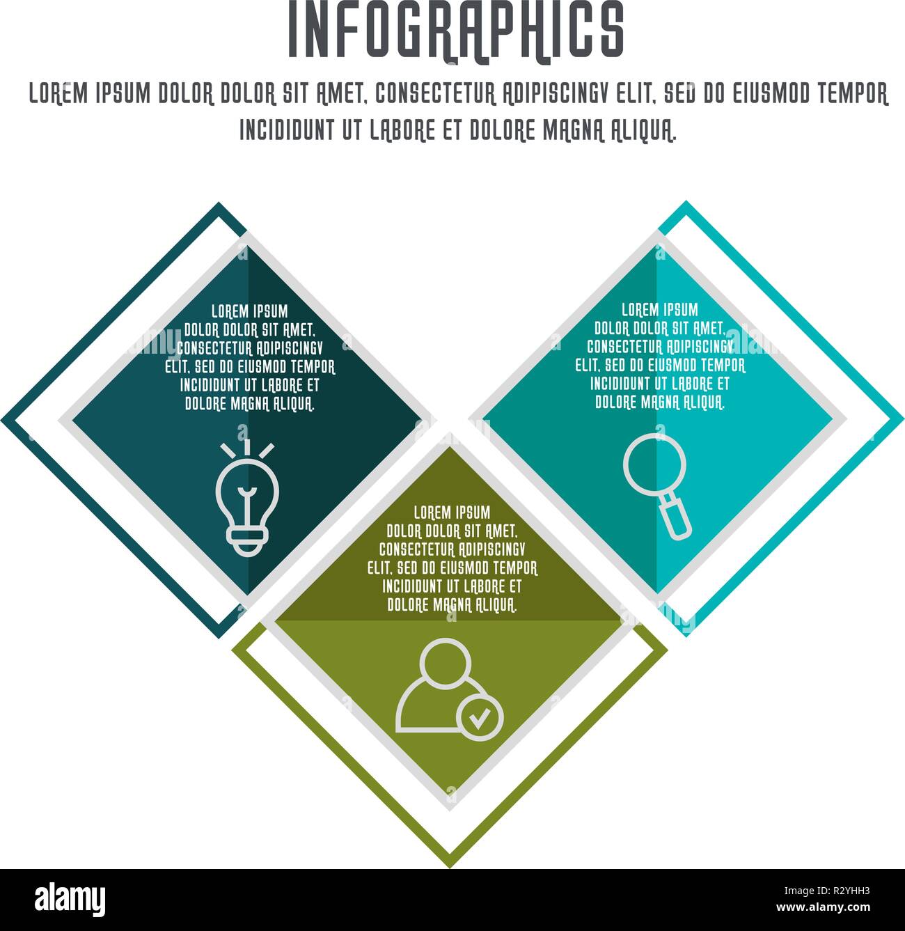 Flat vector illustration. Infographic template with three elements ...