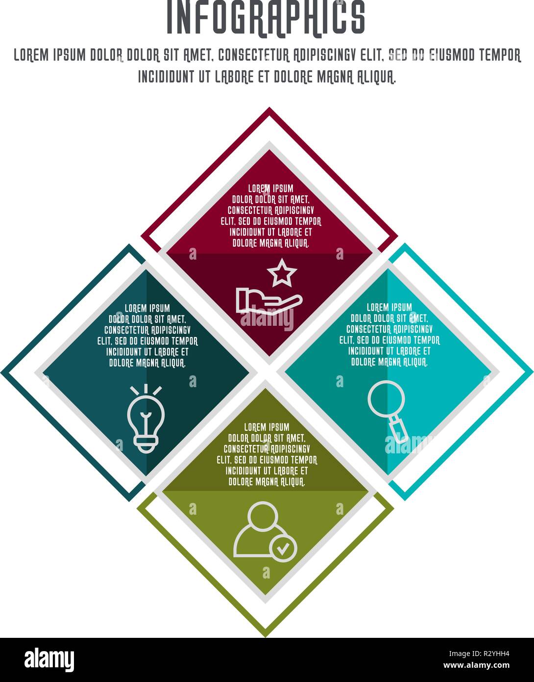 Flat vector illustration. Infographic template with four elements ...