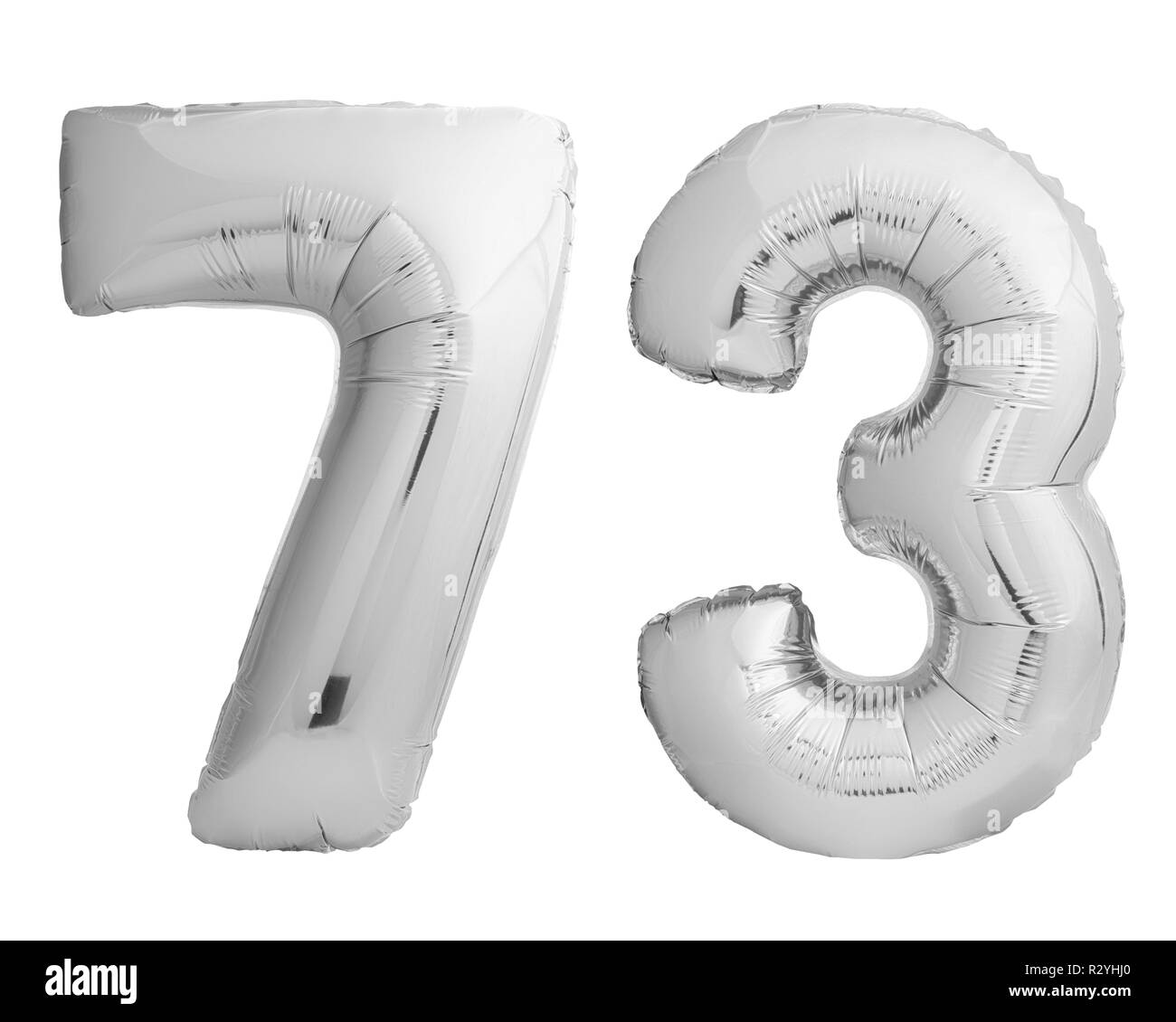 Silver chrome number 73 seventy three made of inflatable balloon on ...