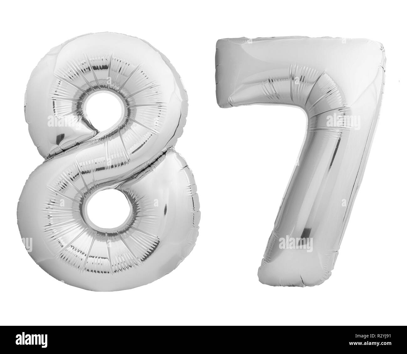 Silver chrome number 87 eighty seven made of inflatable balloon on ...