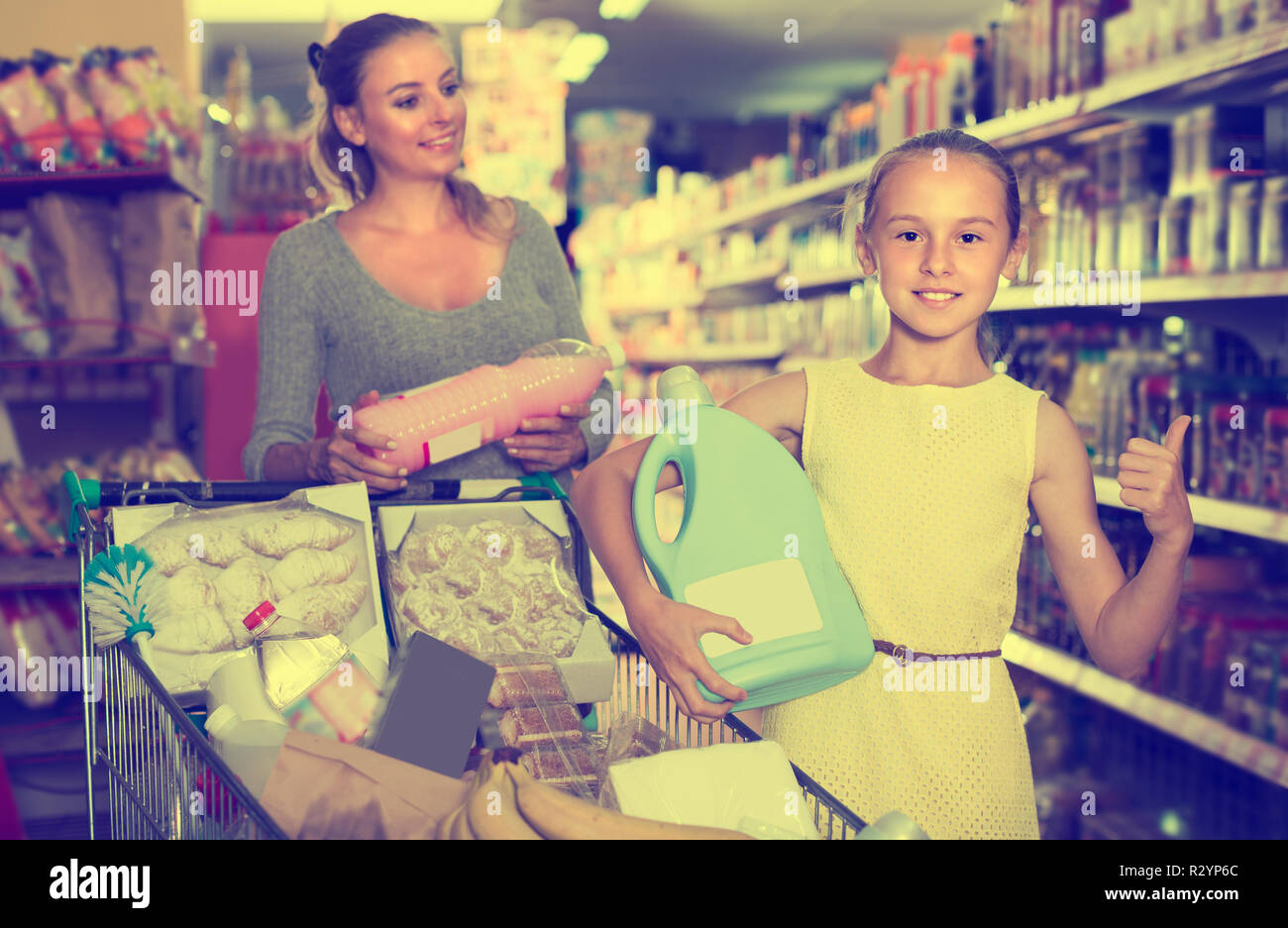 Customers are satisfied after shopping in the supermarket Stock Photo ...