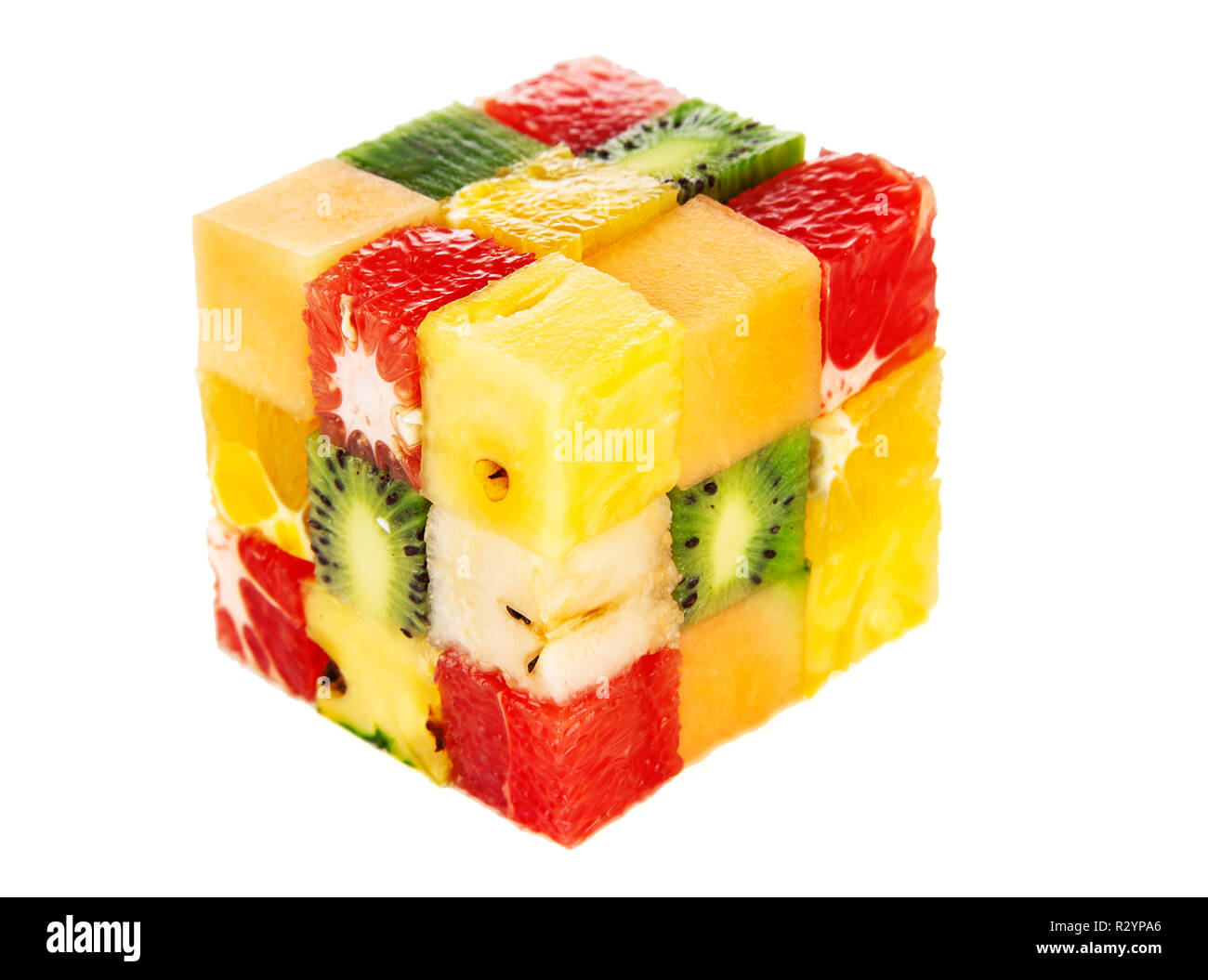 Fruit cube isolated on white background Stock Photo - Alamy