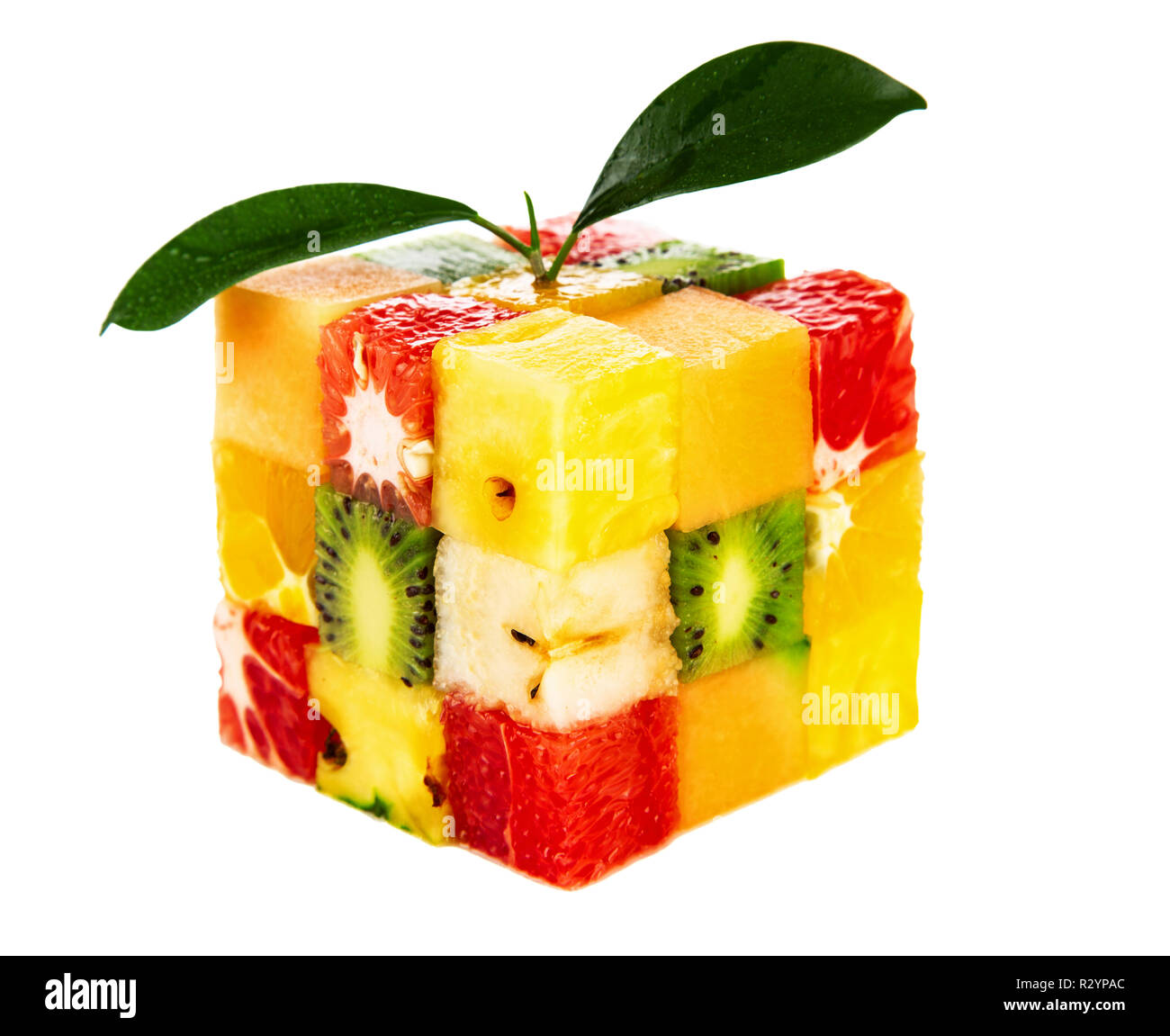 Fruit cube isolated on white background Stock Photo - Alamy