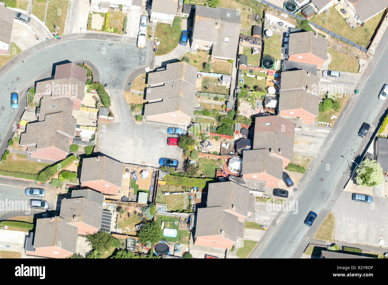 Aerial view of neighbourhood Stock Photo - Alamy