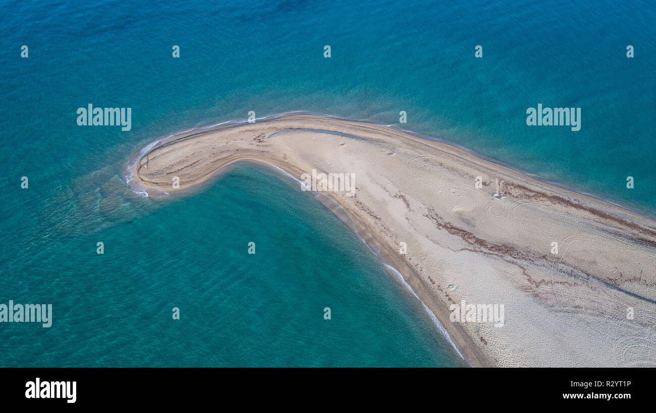 beach at Possidi Cape on the Kasandra Peninsula. Greece. Aerial view ...