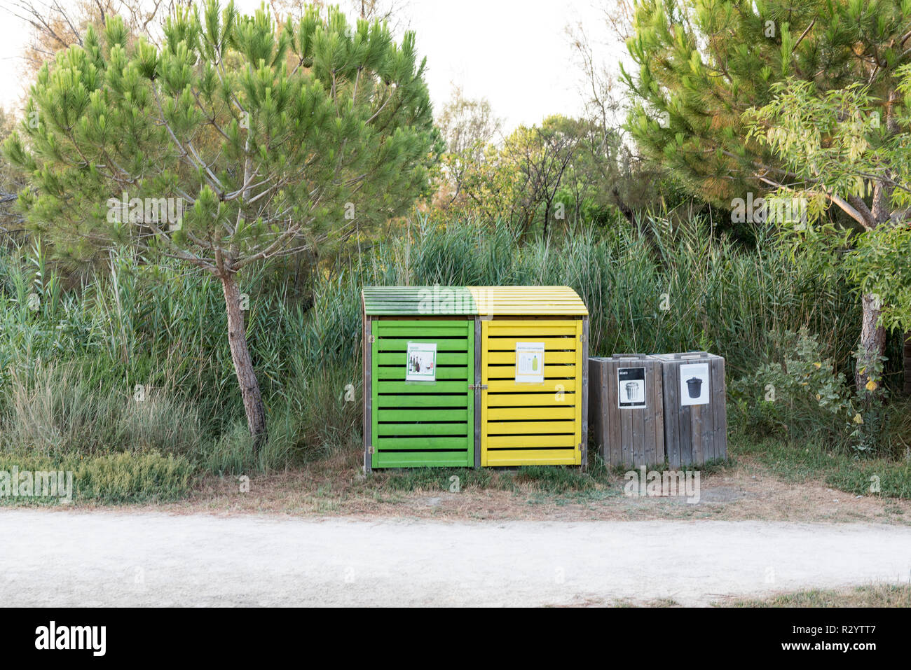 Containers for waste sorting, Camargue, France Stock Photo - Alamy