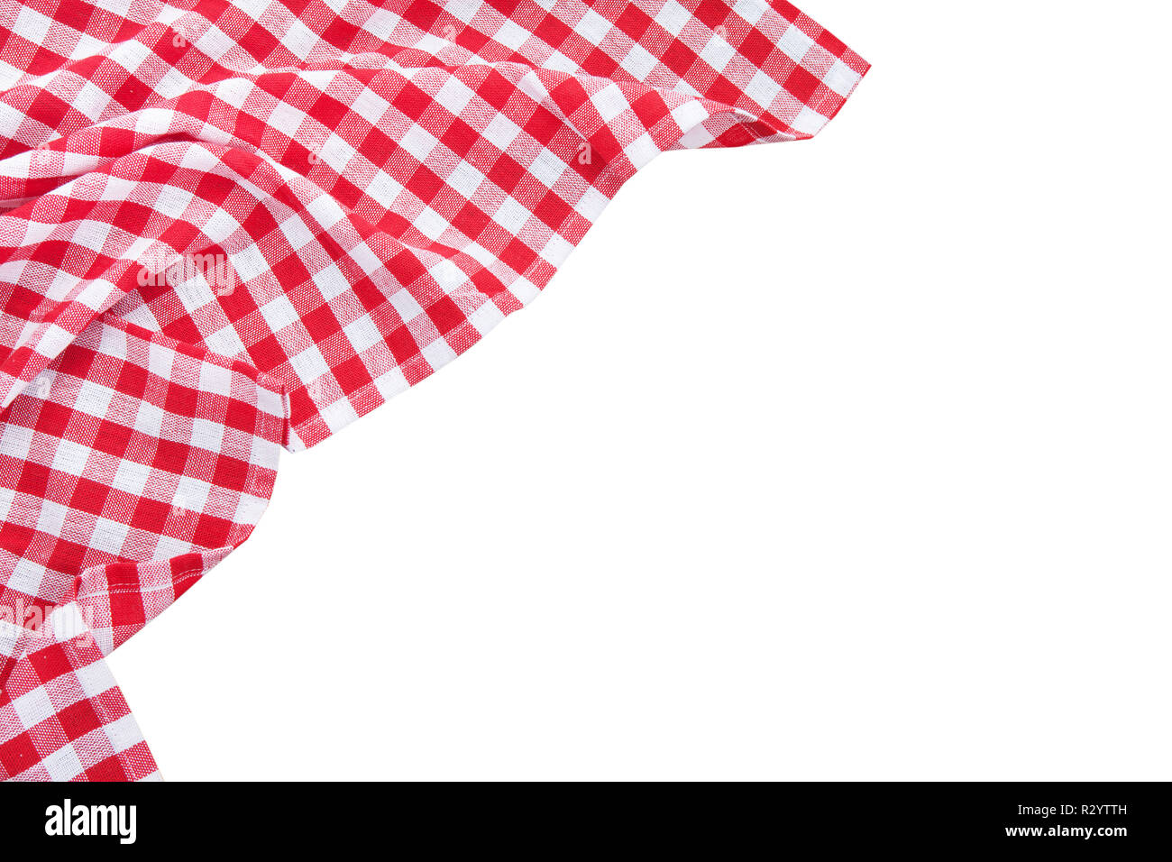 Red table cloth isolated on white background. Top view mockup Stock ...