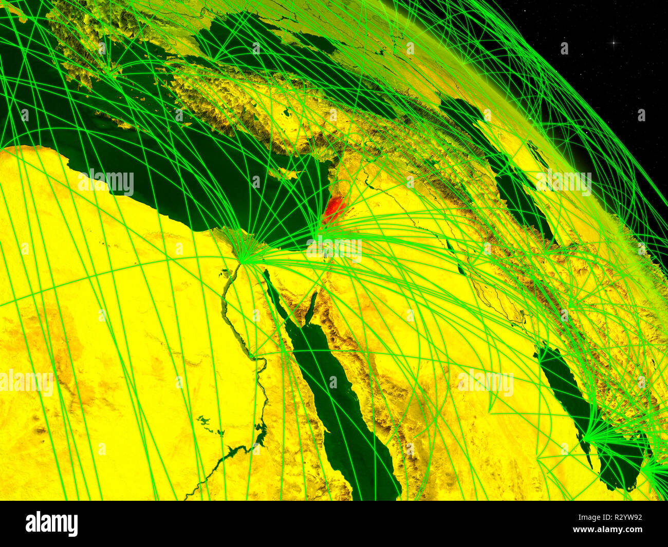 Lebanon from space on model of digital planet Earth with network ...
