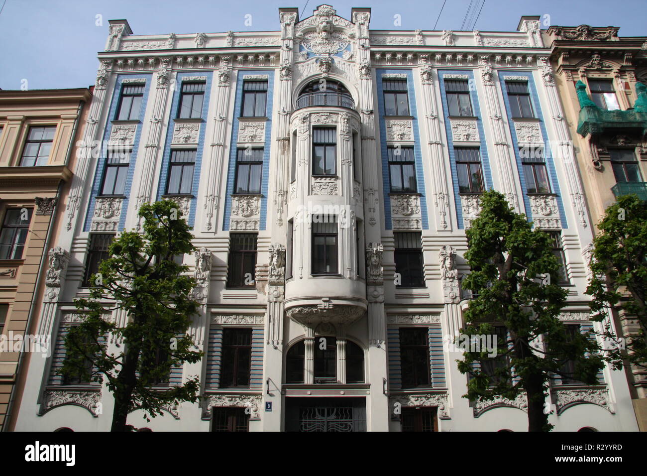The Art Nouveau Alberta Iela 8 built by Mikhail Eisenstein Stock Photo ...