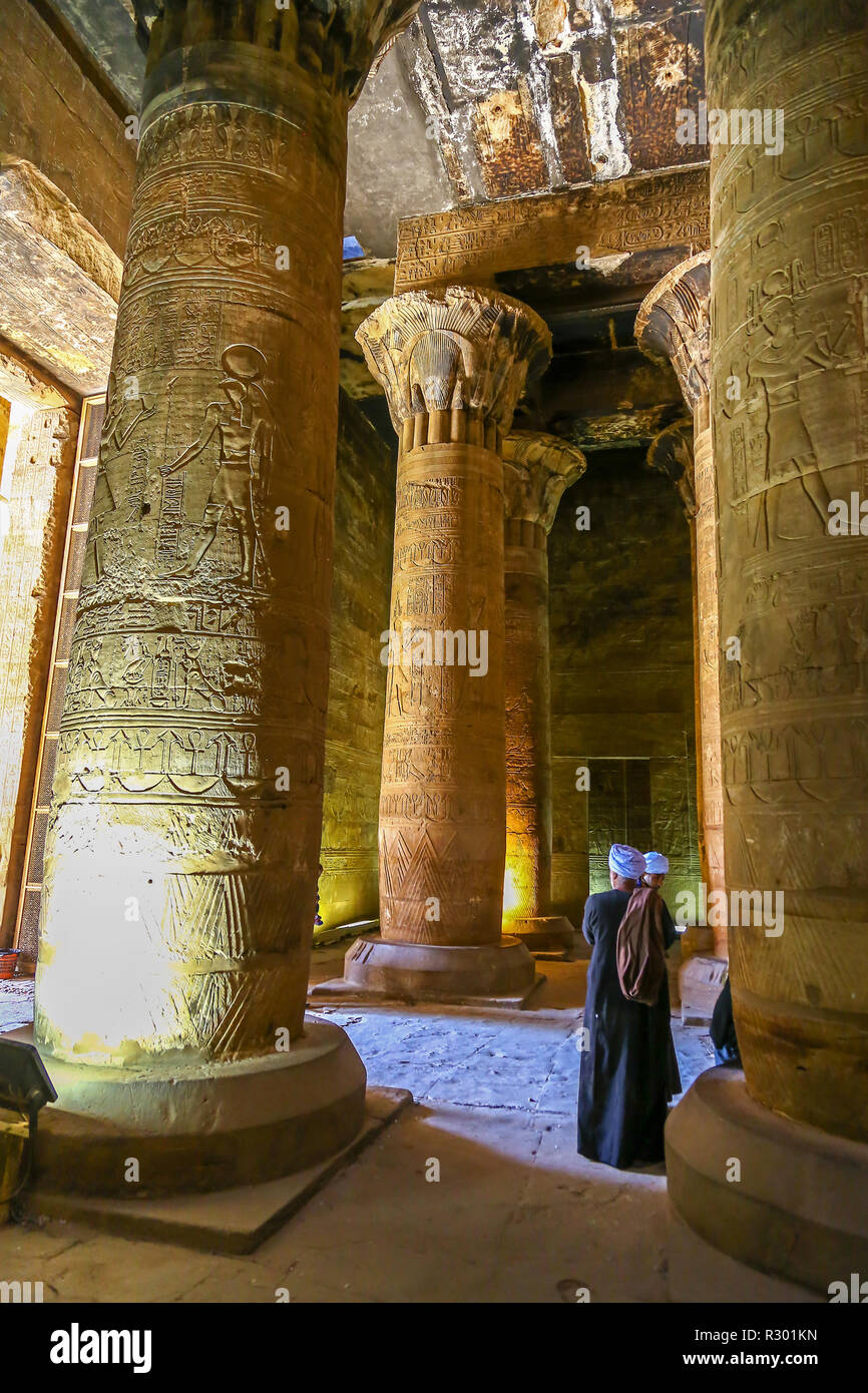 Two Arab Men In Traditional Dress Looking At The Columns Temple Of Edfu An Egyptian Temple 3477