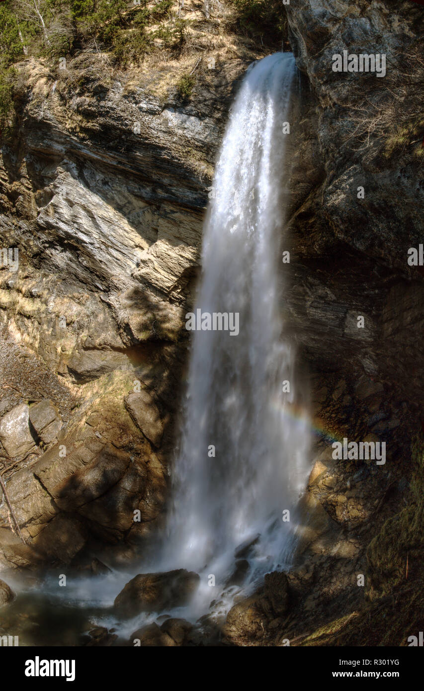 Berschnerfall; waterfall in secluded corner of woods above Walenstadt ...